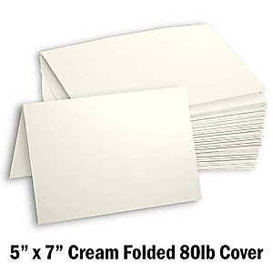 Hamilco Blank Greeting Cards 5x7 Folded Cream Card stock 80 lb Cover 100 Pack