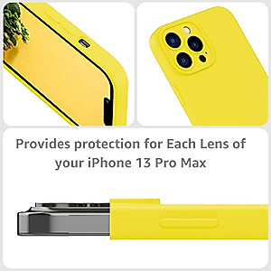 MCFANCE Silicone Magnetic for iPhone 13 Pro Max Case, Compatible with MagSafe, Full Camera Protection Shockproof Cover Soft Anti-Scratch Microfiber Lining for iPhone 13 Pro Max 6.7 inch 2021, Yellow
