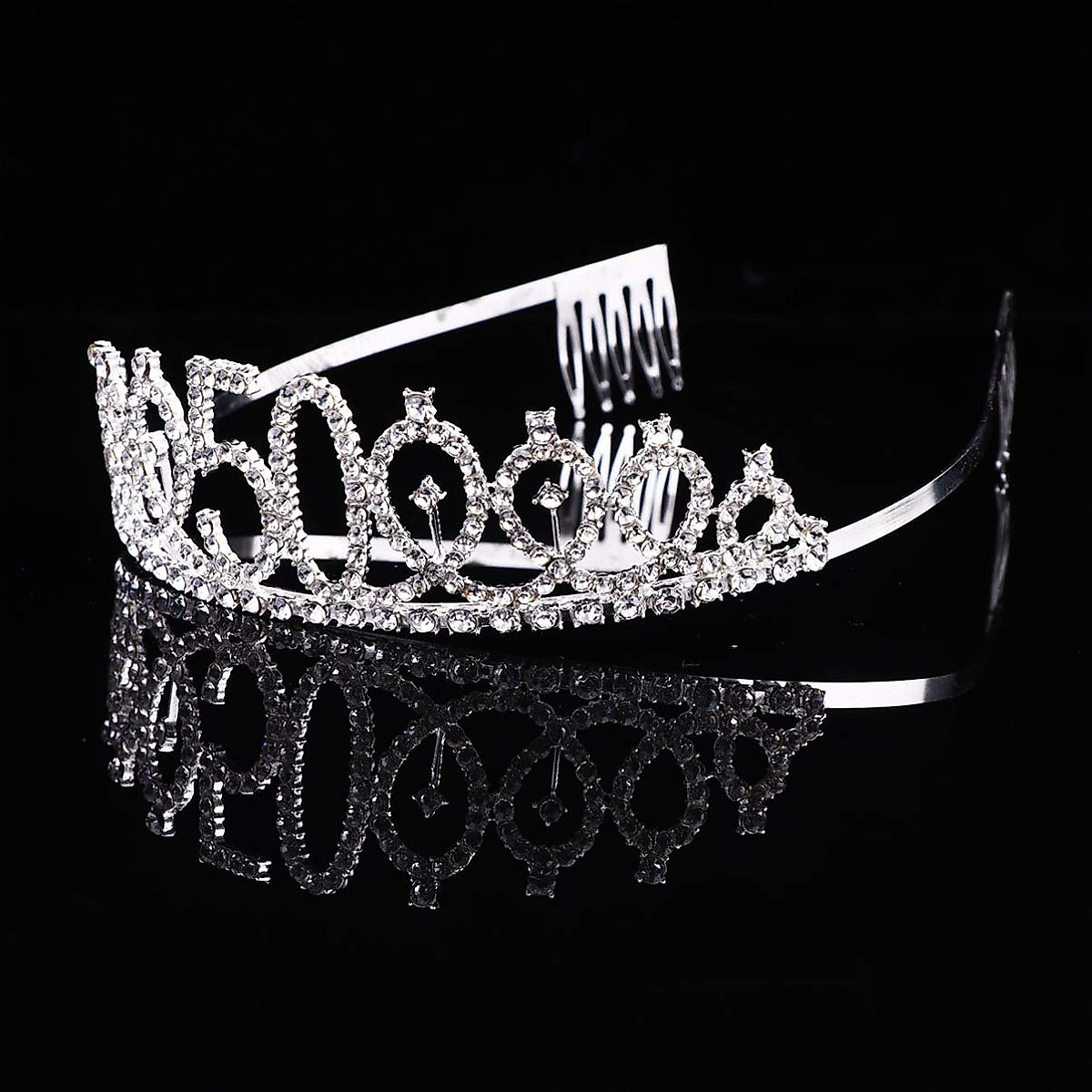 minkissy 1pc 60 Birthday Rhinestone Crown Women Birthday Tiara Birthday Princess 50 Anniversary Crowns Women Birthday Headbands 50 Birthday Party Decorations Number Bride Happy Birthday