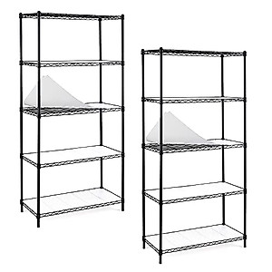 EFINE 2-Pack 5-Shelf Shelving Unit, Adjustable, Heavy Duty Carbon Steel Wire Shelves, 150lbs Loading Capacity Per Shelf, Units and Storage for Kitchen Garage (30W x 14D x 60H) Black