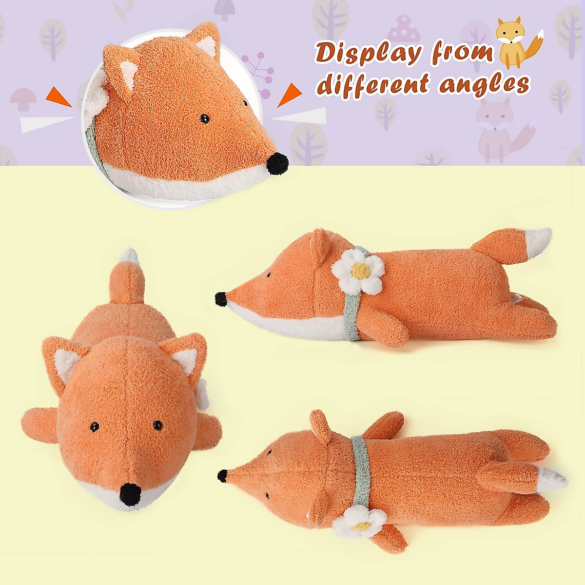 Fox Plush Toy, 26" Real Cute Stuffed Plushie Pillow Doll, Soft Fluffy Red Foxy Hugging Cushion Decor, Present for Kids and Adults