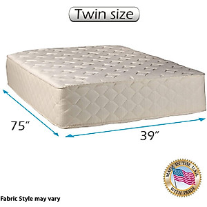 Dream Solutions USA DS USA Highlight Luxury Firm Orthopedic Twin Size (39"x75"x14") Mattress Only - Spine Support, Innerspring Coils, Premium Edge Guards, Quilted Fabric Cover
