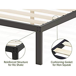 ZIORS 3500lbs Heavy Duty,14 Inch Steel & Wooden Slat Support Reinforced Platform Bed Frame,Mattress Foundation/No Box Spring Needed/Easy Assembly/Noise Free,Queen/King/California King (Full)