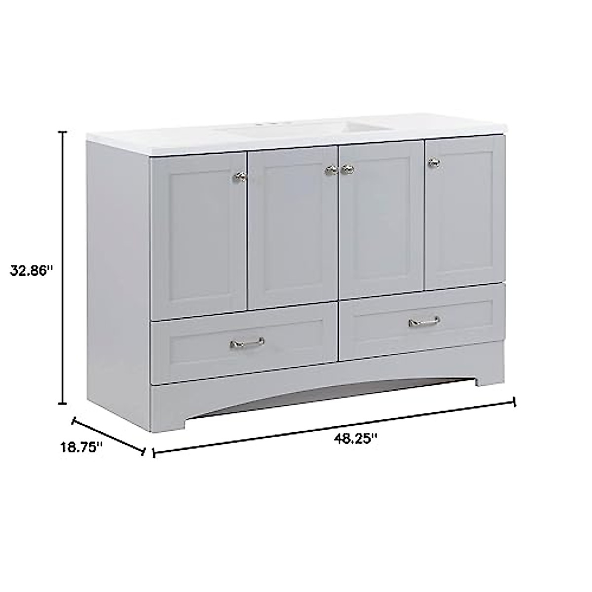 Spring Mill Cabinets Emlyn Bathroom Vanity with Sink, Pearl Gray