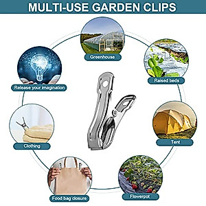 40 PCS Garden Clips, Heavy Duty Stainless Steel Greenhouse Clamps, Greenhouse Clips for Netting, Have a Strong Grip to Hold Down The Shade Cloth or Plant Cover on Garden Hoops or Greenhouse Hoops