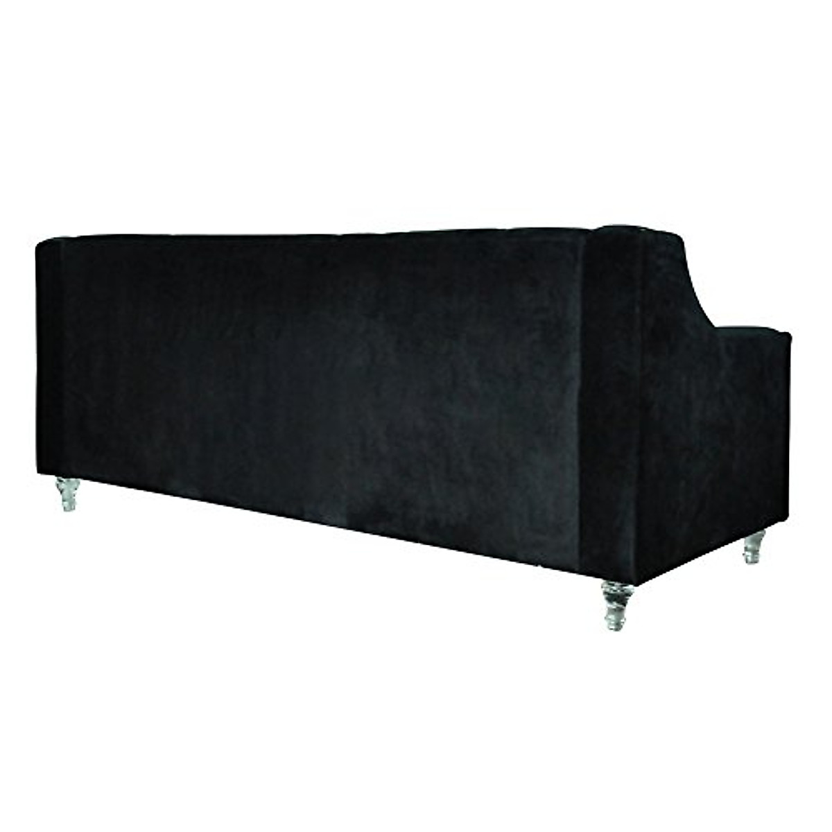 Iconic Home Black Dylan Velvet with Silver Nail head Trim Round Acrylic Feet Sofa