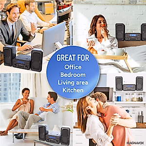 Magnavox MM435M-BK 3-Piece Compact CD Shelf System with Digital FM Stereo Radio, Bluetooth Wireless Technology, and Remote Control in Black | LCD Display | AUX Port Compatible | 2022 Version |