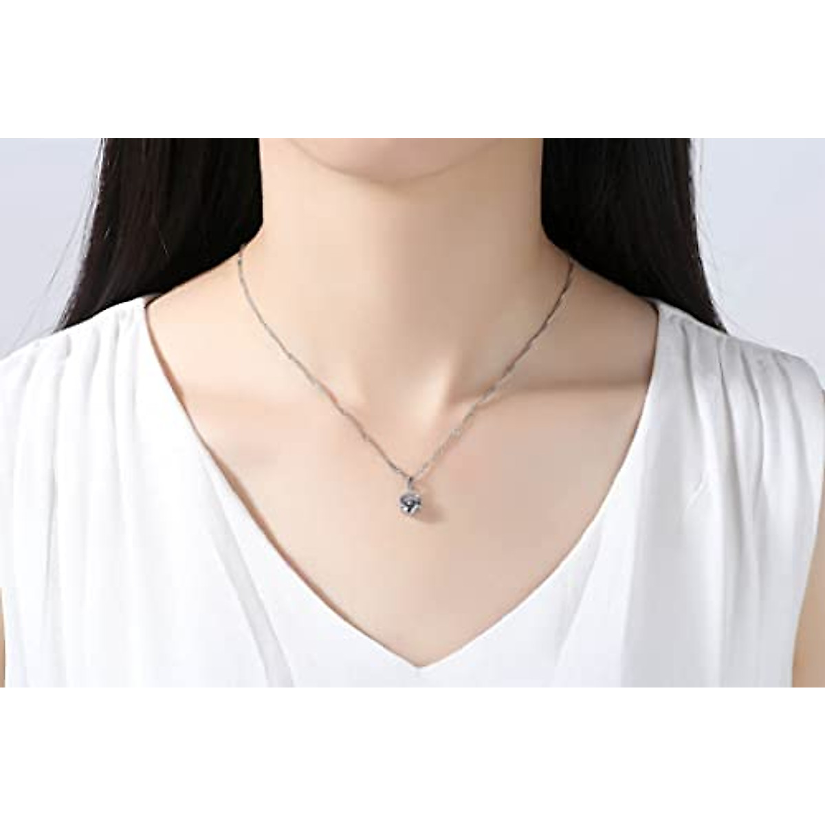 Harlorki Women Lady Girl's 925 Silver Plated Round Circle Crystal Rhinestone Pendent Chain Necklace Stud Earring Finger Ring Jewelry Set