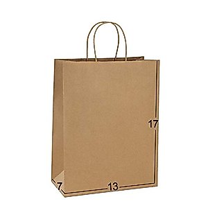 BagDream Paper Bags 13x7x17 50Pcs Gift Bags, Party Bags, Shopping Bags, Retail Bags, Merchandise Bags, Recycled Brown Kraft Paper Bags with Handles Bulk