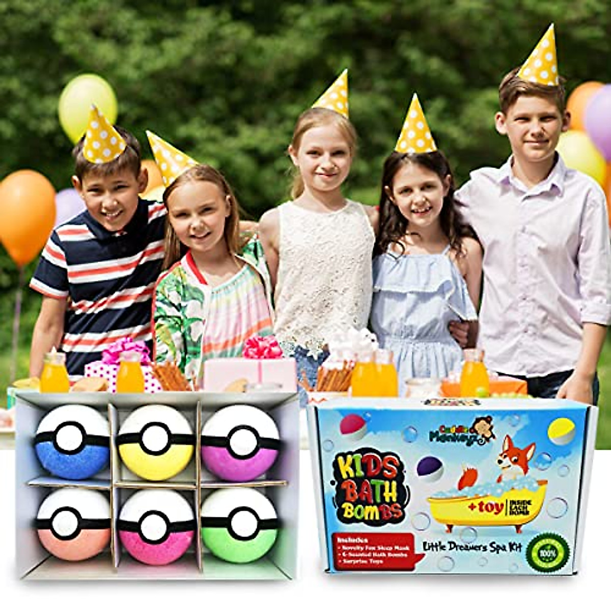 Cuddle Monkeyz Little Dreamers Spa Kit with Bath Bomb for Kids with A Surprise Toy and Fox Eye Mask (Little Dreamers Bath Bombs)