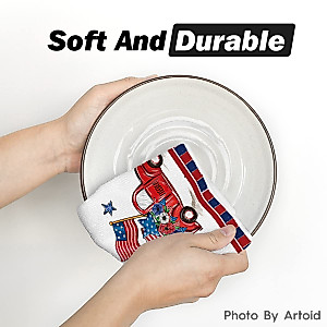 Artoid Mode American Flag Stars Stripes Truck 4th of July Kitchen Towels Dish Towels, 18x26 Inch Patriotic Liberty Decor Hand Towels Set of 4