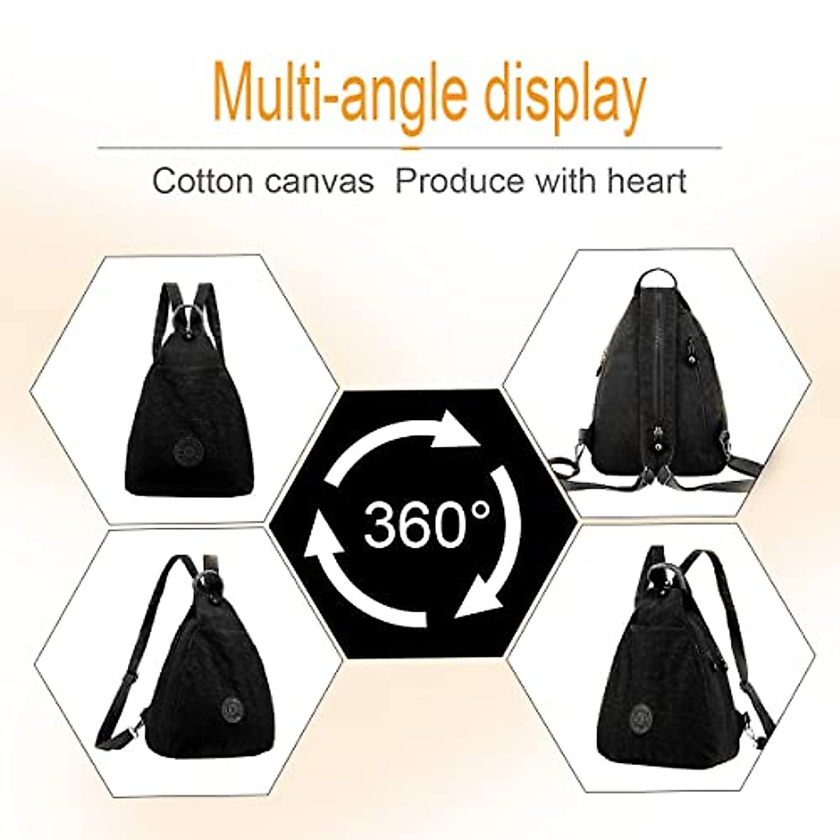 Eshow Small Backpack Purse for Women Nylon Shoulder Bags Anti-Theft Backpacks Causal School Rucksack