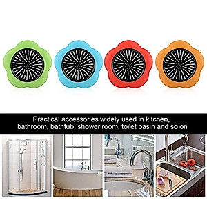 SOONHUA Kitchen Sink Strainer, 4PCS Flower Shaped Plastic Basin Sink Strainer Drain Stopper Bathroom Accessories 4.5'' Diameter
