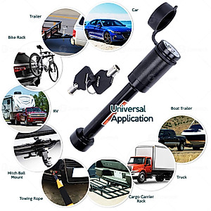 Zone Tech Trailer Hitch Receiver Lock - Premium Quality Anti-Theft 5/8" Pin for Class III IV 2" and 2-1/2" Receiver with Rubber Cap - Durable Metal Weatherproof Receiver (1-Pack)