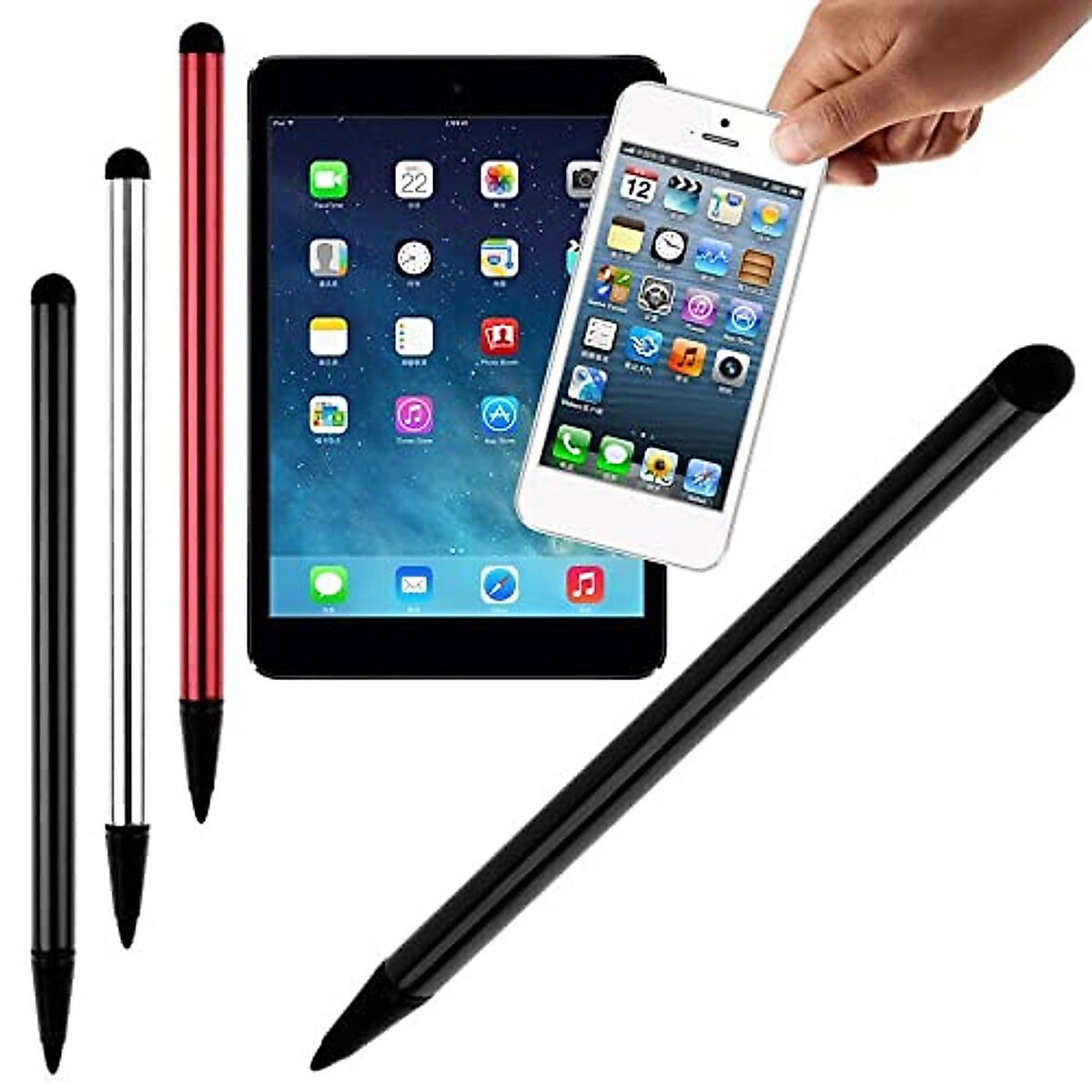 Universal Capacitive Stylus Touch Screen Pens Stylus Pens for Touch Screens High Sensitivity for All Capacitive Screens, Resistive Screens, Mobile Phones and Tablets (Black)