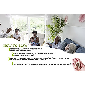 Greenery Don't Say Twins Game （1 Sign and 50 Mini Natural Clothespins） Don't Say Baby Baby Shower Game, Baby Shower Decorations, Baby Shower Games Gender Neutral, Green Leaves Baby Shower (DS21)