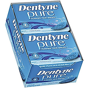 Dentyne Pure Mint with Herbal Accents Sugar Free Gum, 10 Packs of 9 Pieces (90 Total Pieces)