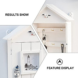 LIFKOME Mediterranean Style Key Cabinet Wood Nautical Style Wall Mounted Wooden Key Holder Storage Box Cabinet Wooden Key Box Wall Mount Hanging Decorative Handmade Key Holder Home Decor