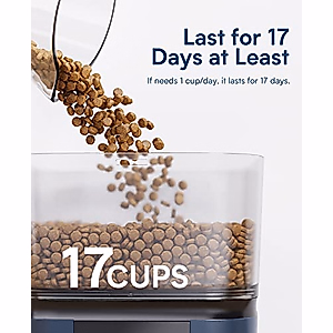 oneisall Automatic Cat Feeders, 17 Cup Timed Dry Food Dispenser for Cats Dogs Pets with Programmable Portion Control, Up to 50 Portions, 6 Meals per Day, Voice Recorder