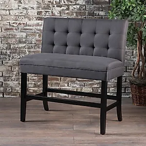 Christopher Knight Home Kenan Fabric Barstool Bench, Dark Charcoal