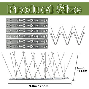 Kungfu Mall Spikes: 4.9ft Anti Spikes for Outside, Nest Preventer, Fence Spikes, Stainless Steel Spikes for Window Wall 6PCS