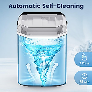 FREE VILLAGE Nugget Ice Maker Countertop, Pebble Ice Maker Machine, 33lbs Per Day, Self-Cleaning with Basket, Quiet Operation, 1.2Qt Water Reservoir, Portable Ice Machine for Home Office RV Party