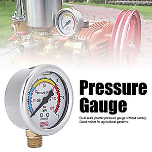 Pointer Pressure Gauge, Oil Immersed Fit for 30 40 60 Type Pump G1 4 Pressure Gauge DN8 Agricultural Supplies for Home Garden Farm