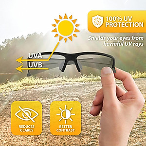 Global Vision Hercules 7 24-Hour Photochromic Bifocal +2.0 Lens Safety Glasses Clear to Smoke Z87.1