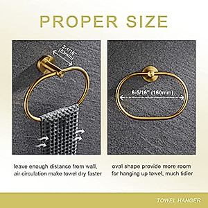 Bath Towel Ring Brushed Gold, APLusee 304 Stainless Steel Swivel Hand Towel Holder Dry Rack Near The Sink, Modern Bathroom Accessories