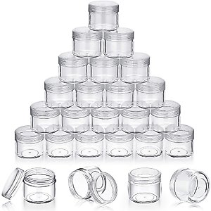 50 Pieces 20g Empty Clear Plastic Pot Jars with Lids Round Cosmetic Sample Containers Mini Travel Jars for Storage of Creams Lipsticks Ear Studs