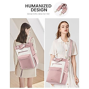 LOVEVOOK Laptop Backpack for Women 15.6 Inch Laptop Bag with USB Port Wide Open Work Tote Bag Convertible Casual Daypack Business Computer Travel Backpack Purse Teacher Nurse Bag