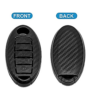 SK CUSTOM Smart Key Fob Case 3D Carbon Fiber ABS Plastic Emboss Cover for Infiniti JX35 Q50 Q60 QX56 QX60 QX80 for Nissan Altima Armada Maxima Murano Pathfinder Rogue 5 Button Keyless Entry Remote