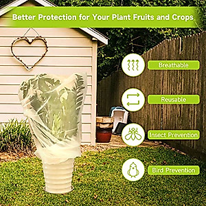 4.92x3.94 FT 4 Packs Garden Plant Netting Insect Bird Barrier Netting Mesh with Drawstring Bug Netting Plant Pest Barrier Covers Bags Protection Netting Covers Bags Plant from Insect Bird Eating