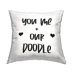 Stupell Industries Me & Doodle Dog Breed Family Phrase Design by Daphne Polselli Throw Pillow, 18 x 18, Beige