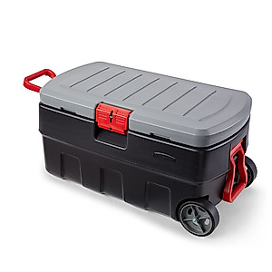 Rubbermaid ECOSense Wheeled Storage Totes, 40 Gal Pack of 2 & ActionPacker 35 Gal Wheeled Lockable Storage Bin with Lid, Heavy-Duty Water Repellent Industrial Container
