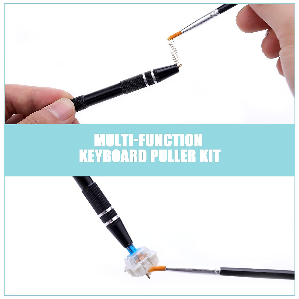 SAVITA Mechanical Keyboard Switch Puller Set, Keycap Remover Kit Keyboard Cleaner Tool Including Keycap Puller, Switch Clamp, Stem Holder, Lube Pen-Easy to Pull (Black)