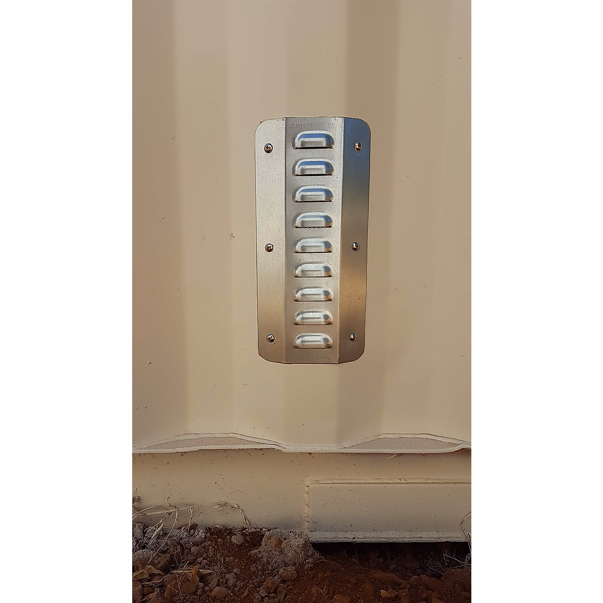 Shipping Container Vent Kit by CON-VENTS. Provides flow through ventilation to remove excessive heat and condensation. Made in the USA by a US Veteran. Patent Pending.