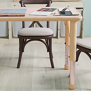 EMMA + OLIVER 23.625" W x 47.25" L Natural Plastic Adjustable Activity Table-School Table for 6