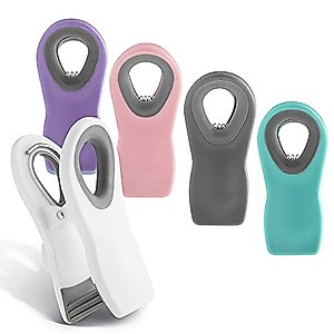 COOK WITH COLOR 5 Pc Chip Bag Clips- Kitchen Clips, Magnetic Chip Clips for Bags, Food Bag Clips with Airtight Seal (Multicolored)