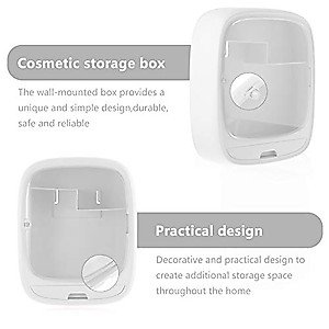 DOITOOL Wall- Mounted Cosmetic Storage Box Punch- Free Waterproof Makeup Organizer Cabinet Rack Medicine Holder Shelf for Home Bathroom Kitchen White