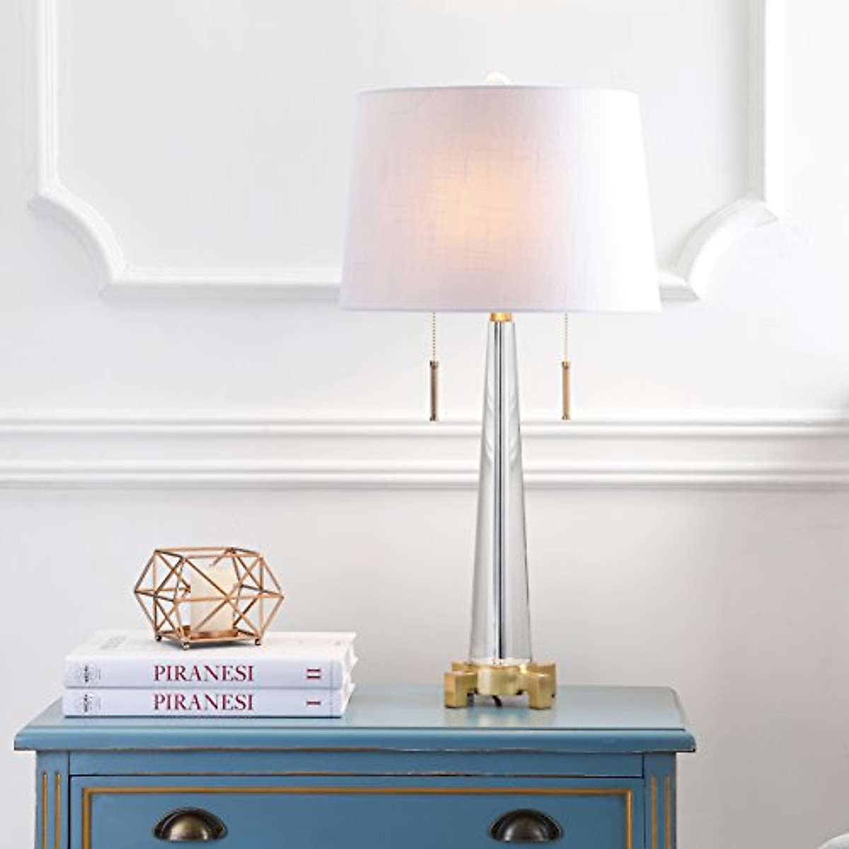 JONATHAN Y JYL2018A Zoe 29.5" 2-Light Crystal LED Table Lamp Contemporary Glam Modern Bedside Desk Nightstand Lamp for Bedroom Living Room Office College Bookcase LED Bulbs Included, Clear/Brass Gold