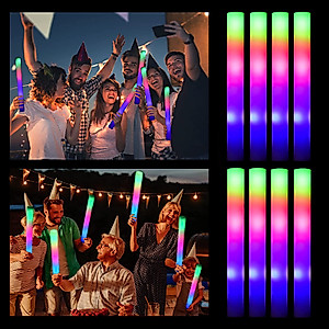 Glow Sticks Bulk, 8 Pcs LED Foam Glow Sticks, Christmas Party Favors with 3 Modes Colorful Flashing, Glow in The Dark Party Supplies Light Up Toys for Parties, Wedding, Birthday, New Years, Concert