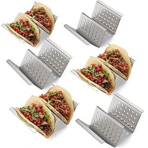 Taco Holders Stainless Steel Taco Holder Stands Set of 6 Each Taco Rack Holds 2 Soft & Hard Shell Tacos for Taco Rack, Taco Shell Holder, Taco Tray, Oven, Grill