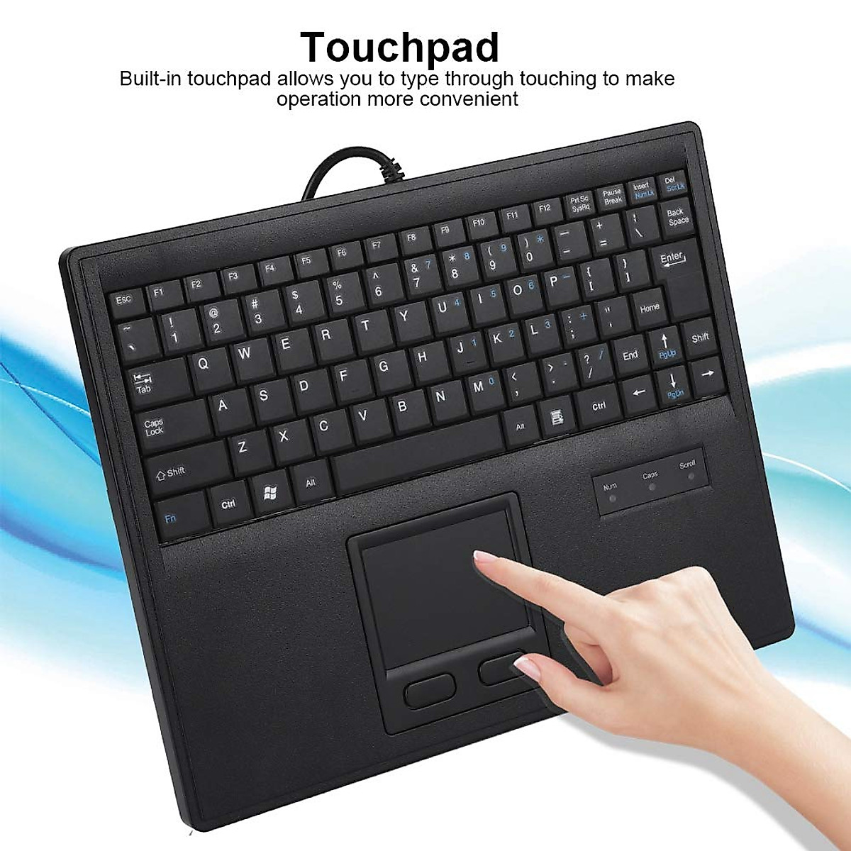 Hakeeta 10in Wired Keyboard with Touchpad, 1.5m Long Cable, Precise Touch Control Touchpad Keyboard, for PC Computer Gaming, Office