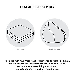 Big Joe Lotus Foam Filled Teardrop Bean Bag Chair with Removable Cover, Navy Plush, Soft Polyester, 4 feet Big