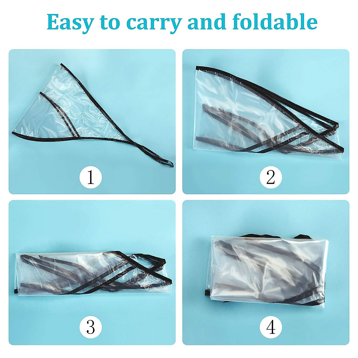 SATINIOR 6 Pcs Women's Rain Bonnet with Visor Clear Waterproof Rain Bonnet Plastic Rain Hat for Women (Extra Thick)(Black Edge)