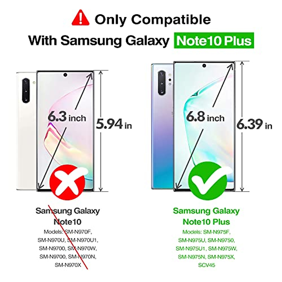 Rayboen Case for Samsung Galaxy Note 10 Plus 5G(Not for Note10), Crystal Clear Shockproof Non-Slip Protective Cover, Hard PC Back & Soft TPU Frame Slim Phone Case for Galaxy Note 10+ Plus, Clear