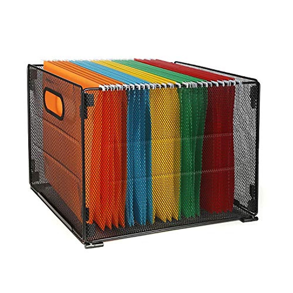 Samstar File Folder Box, Mesh Hanging File Organizer File Crate Folder Bin Holder Storage Box, Letter Size, Black