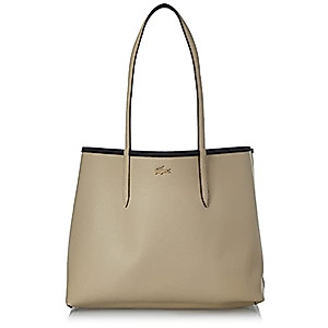 Lacoste womens Reversible Anna Tote Top Handle Handbag, Black Warm Sand, One Size US