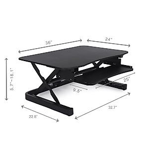 ApexDesk ZT Series Height Adjustable Sit to Stand Electric Desk Converter, 2-Tier Design with Large 36x24 Upper Work Surface and Lower Keyboard Tray Deck (Electric Riser, Black)